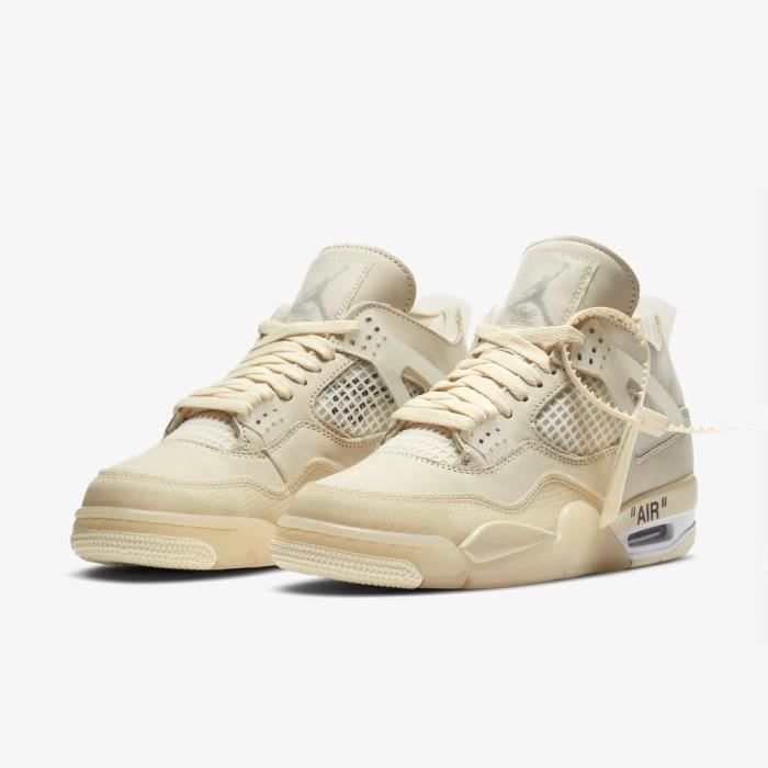 NIIKE Airs-Jordans 4 Retro Off White Sail Beige Femme Homme AJ4 ...