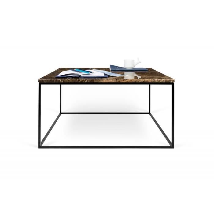 Temahome - Table Basse "gleam" 75cm Marbre Marron & Métal Noir - Paris ...