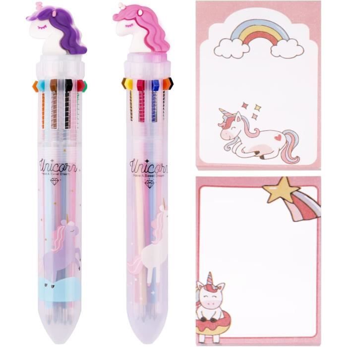 2Pc Stylo Bille 2Pc Bloc Note Stylo Rétractable 10 Couleur En 1 ...