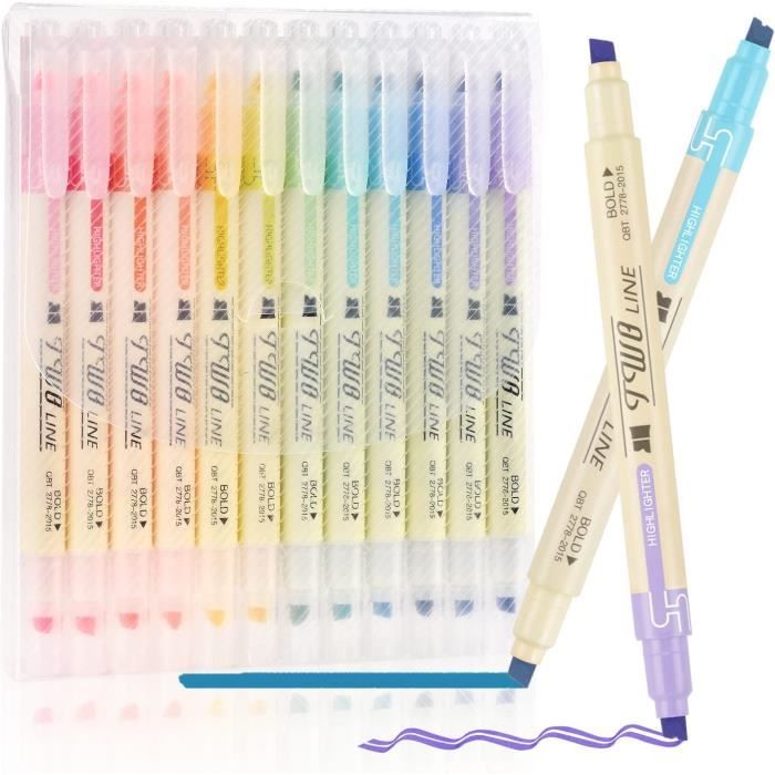 EooUooIP Lot de 12 surligneurs pastel, couleurs assorties, séchage ...
