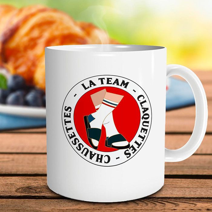 Mug - STC - La Team claquettes chau - Blanc - Rond - Compatible lave ...