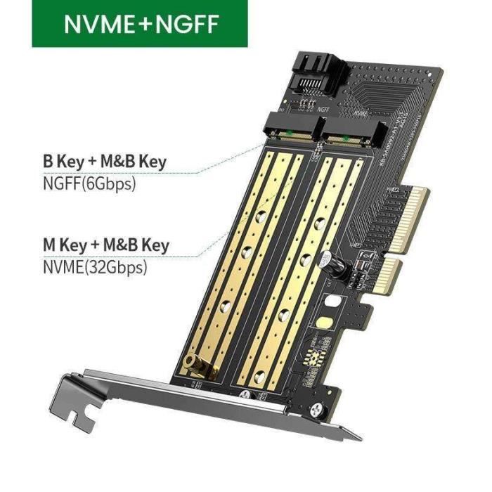 CS-07052-adaptateur PCIE vers M2. NVMe PCI Express X16-8-4. boîtier SSD ...