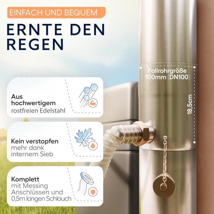 Drei Eichen Collecteur d'eau de pluie avec tamis pour tuyaux de ...