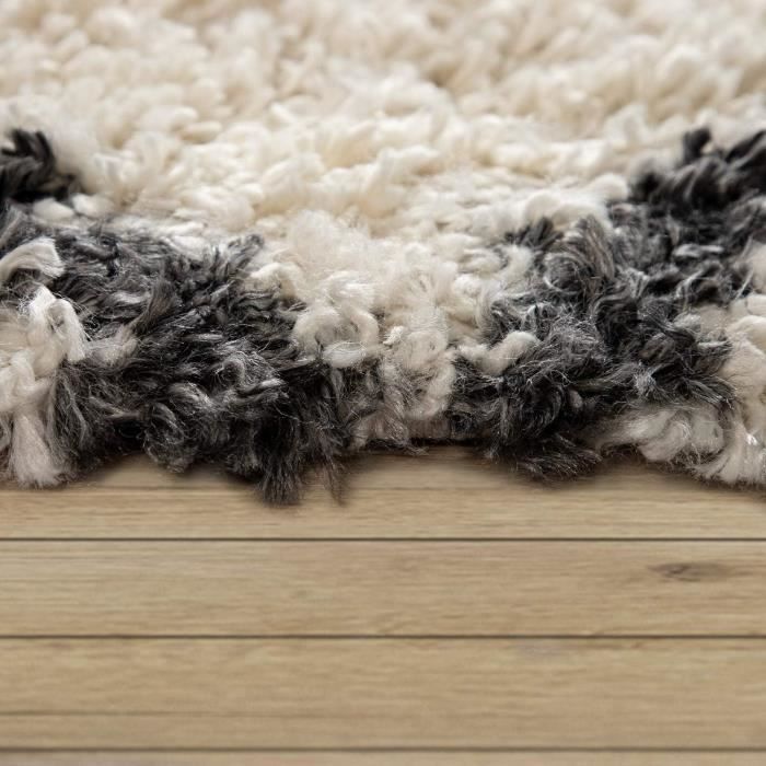 Tapis À Poils Longs, Shaggy Doux Salon Style Scandinave Avec Motif Losanges, Dimension:100X200 ...