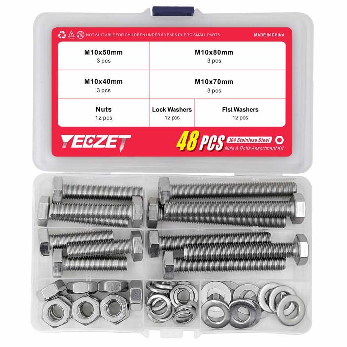 Coffrets Boulons Et Écrous M10 Visser 304 Inox 40Mm 50Mm 70Mm 80Mm Industrie De Machines ...