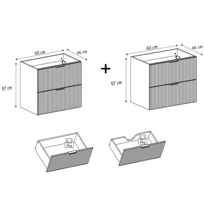 Meuble de Salle de Bain sur Pieds Sous Double Vasque avec Plan FLOW ...