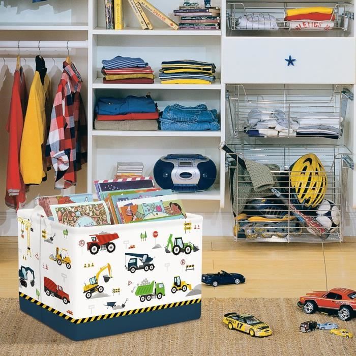 Paniers Rangement Camion De Chantier Bleu Pour Garçons Rectangulaire ...