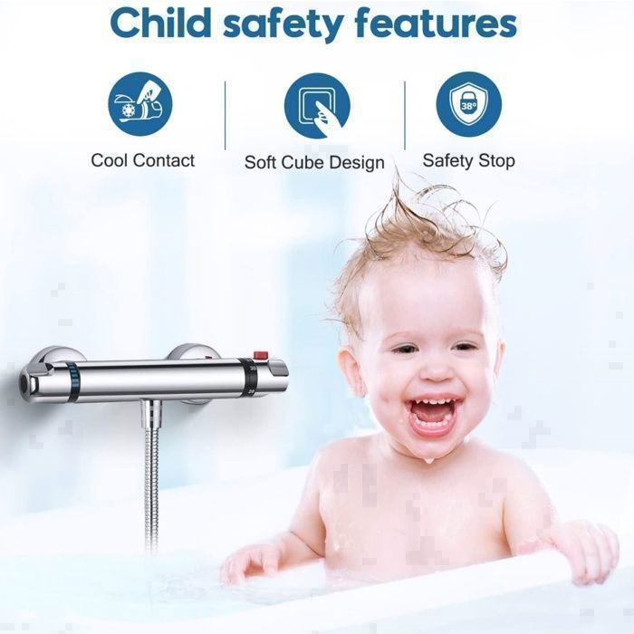 Robinet Douche Thermostatique - Omelivon- Mitigeur Mur - Chromé - G1/2 ...
