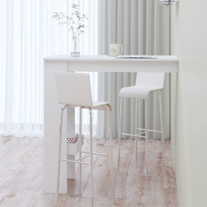 VidaXL Table de bar murale Blanc 102x45x103,5 cm Bois d'ingénierie ...