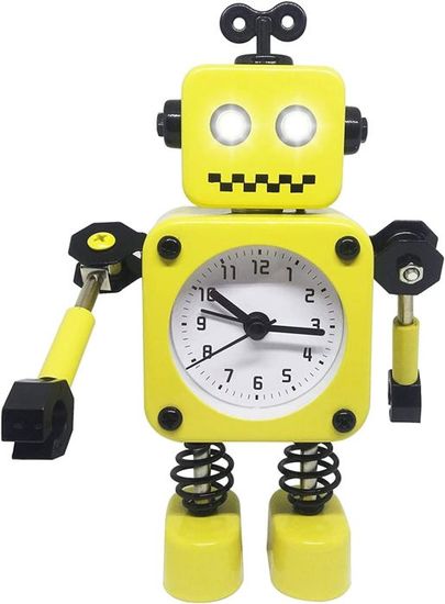 Réveil Robot, Réveil Silencieux En Métal Inoxydable Avec Yeux Lumineux ...