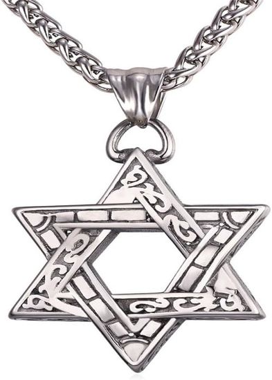 Collier Homme toile De David En Acier InoxydablePlaqu Or Pendentif ...