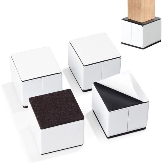 4PCS Rehausseur de Meuble Adhesif, Rehausseur Pied de Table Carré en ...