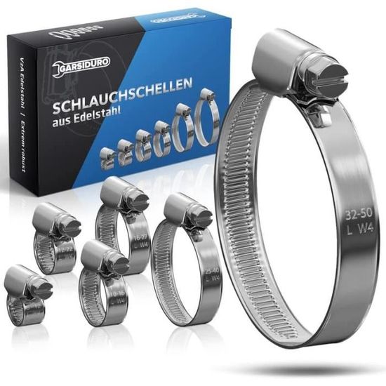 24 Colliers De Serrage Metallique Inox 8-50Mm Assortiment Colliers ...