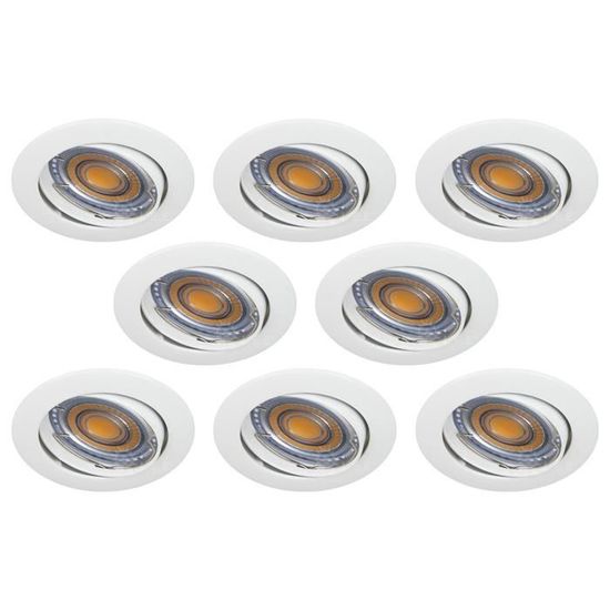 Lot De 8 Spot Led Ronde Blanc Orientable 38° Blanc Chaud Cdiscount Maison
