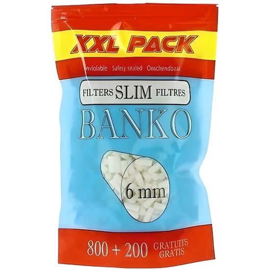 1000 Filtres Filtre BANKO Slim 6mm - Feuille Rouler Tabac Cigarette ...