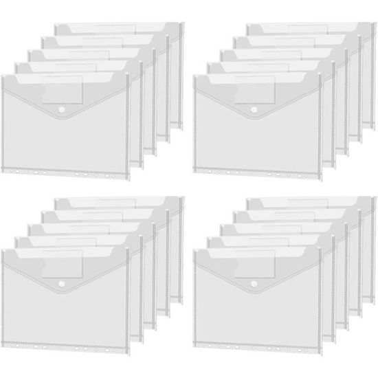 20PCS Pochettes Plastiques Perforées A4, Pochette Porte Document A4 ...
