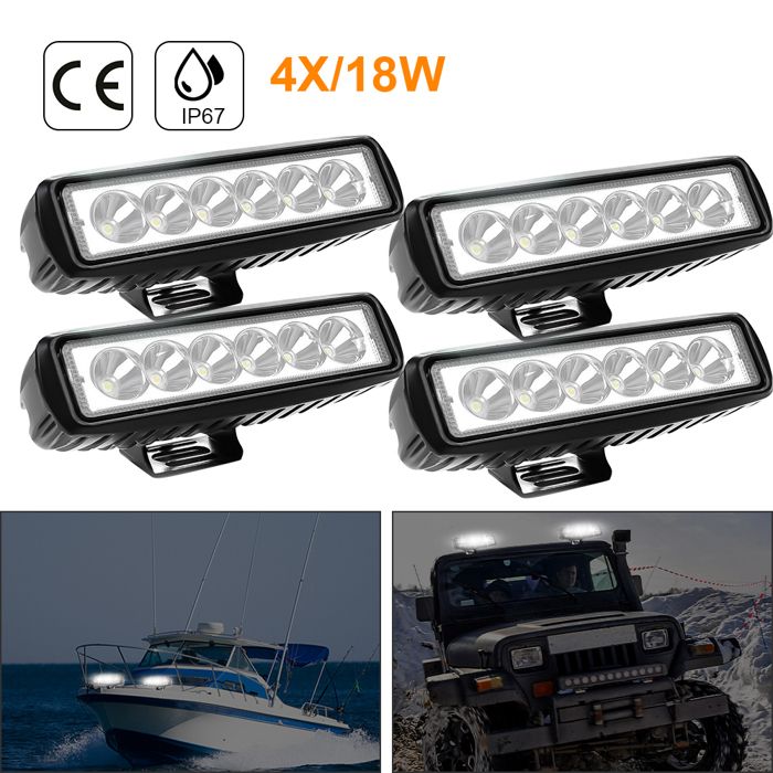 Izrielar 4x Phare de Travail LED Barre LED18W Projecteur LED Voiture ...