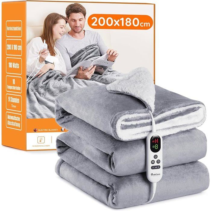 Couverture Chauffante plaid chauffant couette électrique 200x180cm ...