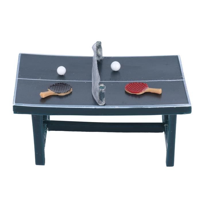 QUT 1:12 Dollhouse Table Miniature Tennis De Table Raquettes Décoration ...