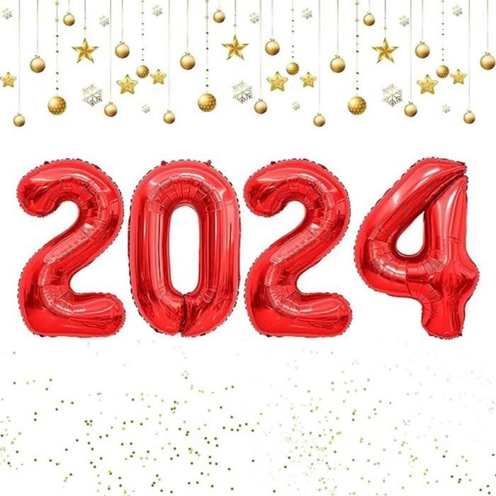 Decoration Nouvel An 2024, Ballons 2024 Rouge Happy New Year Décoration ...