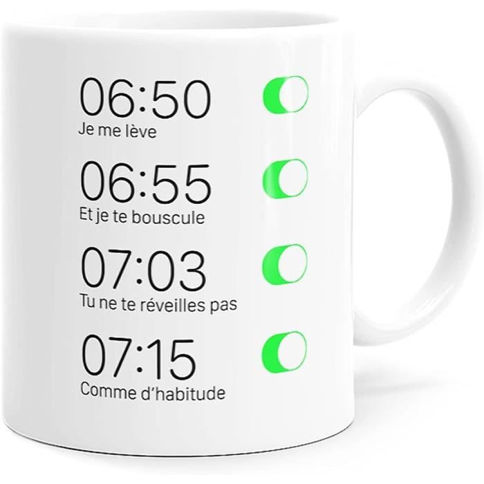 Mug Humour Réveil Matin Tasse Message Drôle. Idée Cadeau Original Amis ...