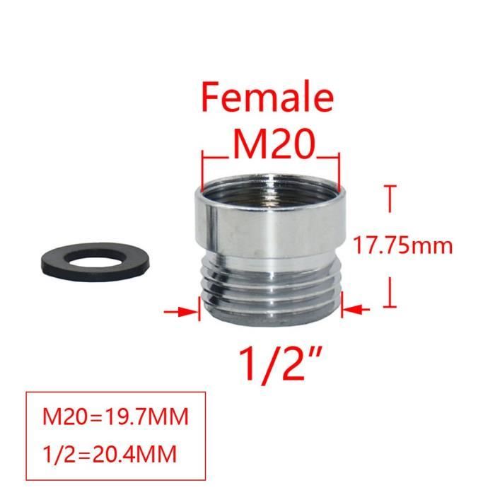 (1I2 to M20 Female)Connecteur fileté en laiton 1/2 "mâle à M22 M24 M20 ...