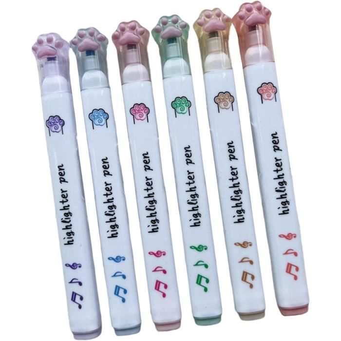 Lot de 6 stylos surligneurs, marqueurs de couleurs assorties, marqueur ...