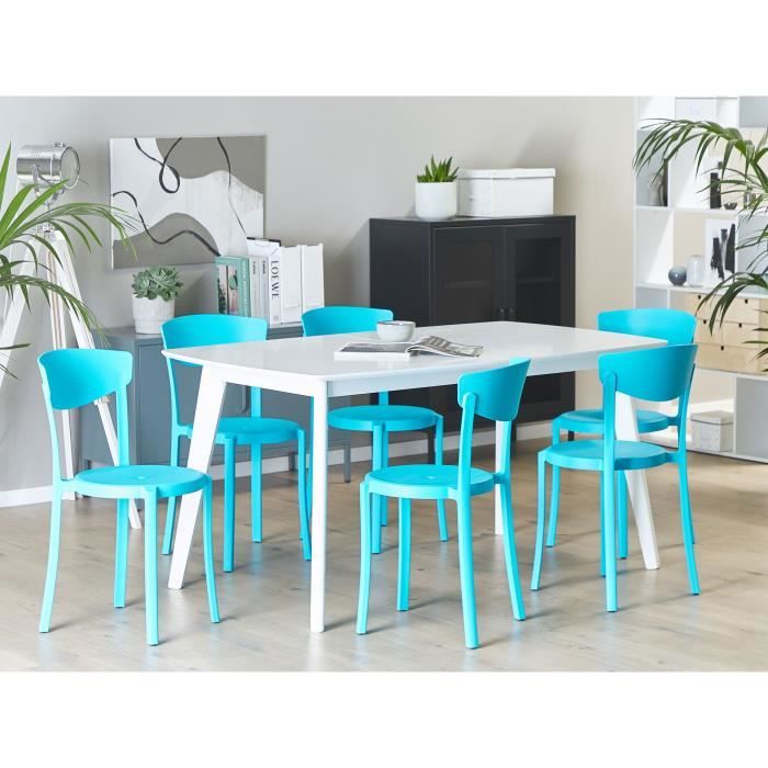 Lot de 6 chaises de jardin bleu turquoise VIESTE - Cdiscount Jardin