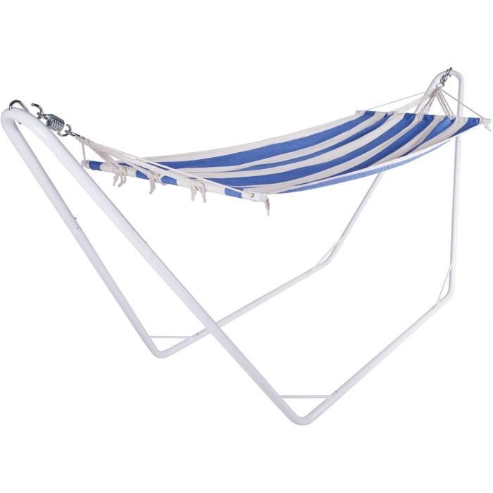Detex® Hamac En Tissu Avec Support 274X82Cm Bleu Hamac Suspendu Sur ...