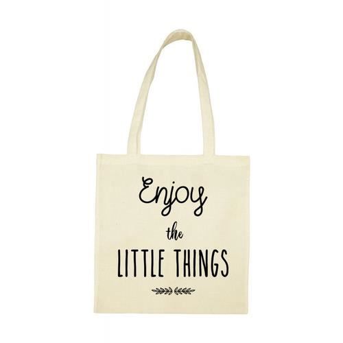 Tote bag beige enjoy the little things Beige - Cdiscount Bagagerie ...