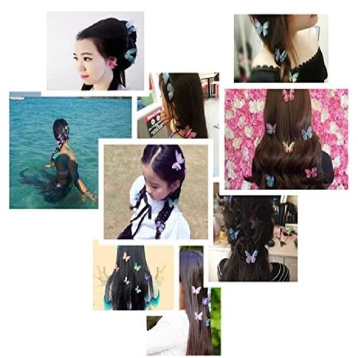 Barrettes à cheveux - KIMISS - 12 pièces - Papillon 3D - Mousseline ...