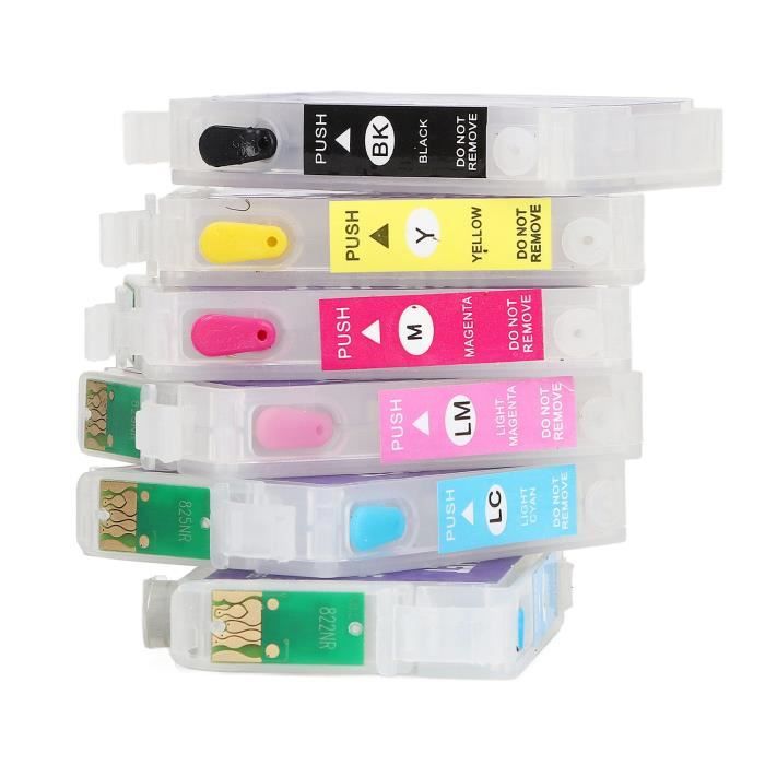 Cartouche de recharge d'encre Pwshymi - 6 couleurs - Puce permanente ...