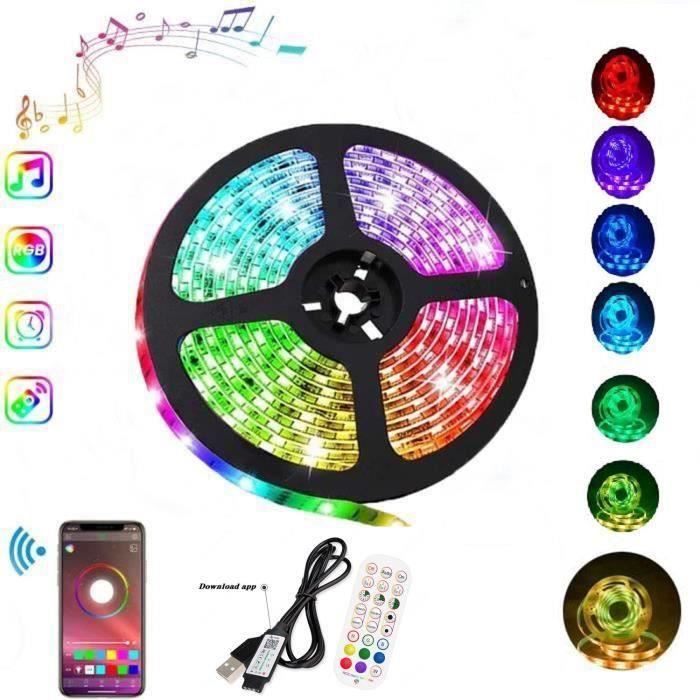 Ruban LED 5M RGB Étanche Bande IP65 Ruban Led Multicolore Contrôlé par ...