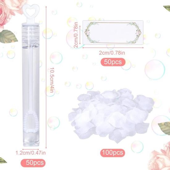 Herenear Bulles de Savon Mariage, 50 Pièces Bulle Mariage Flacons avec ...
