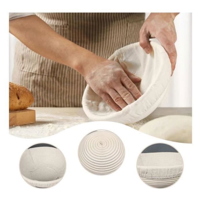 2 paniers à pain doublés en tissu de lin pour une fermentation parfaite ...
