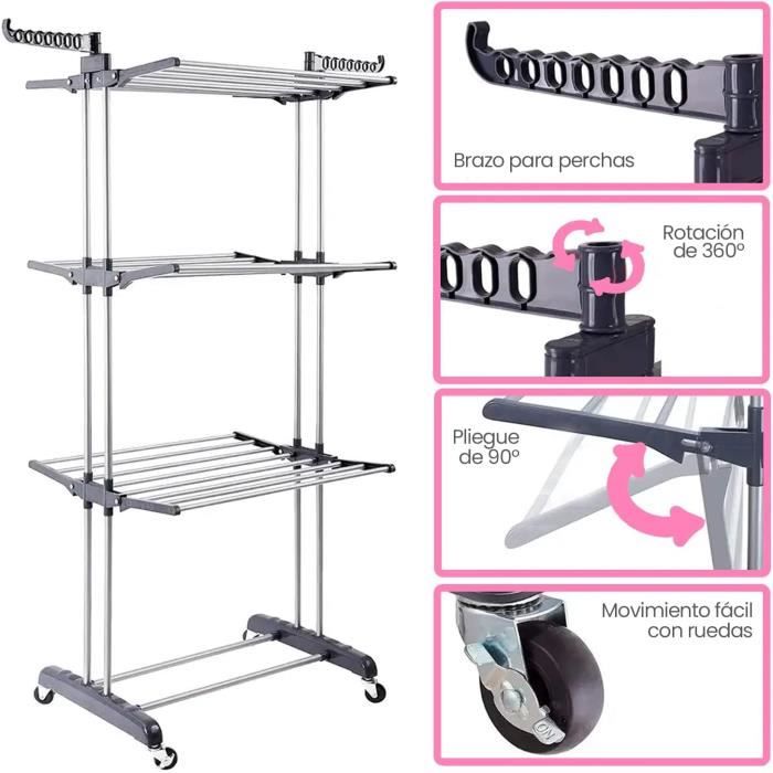 Séchoir à linge vertical extensible – étendoirs pliants XXL – Tendoirs ...