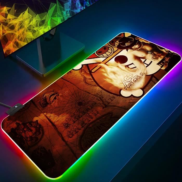 Animé une pièce Luffy Zoro RGB Pc Gamer clavier tapis de souris tapis ...