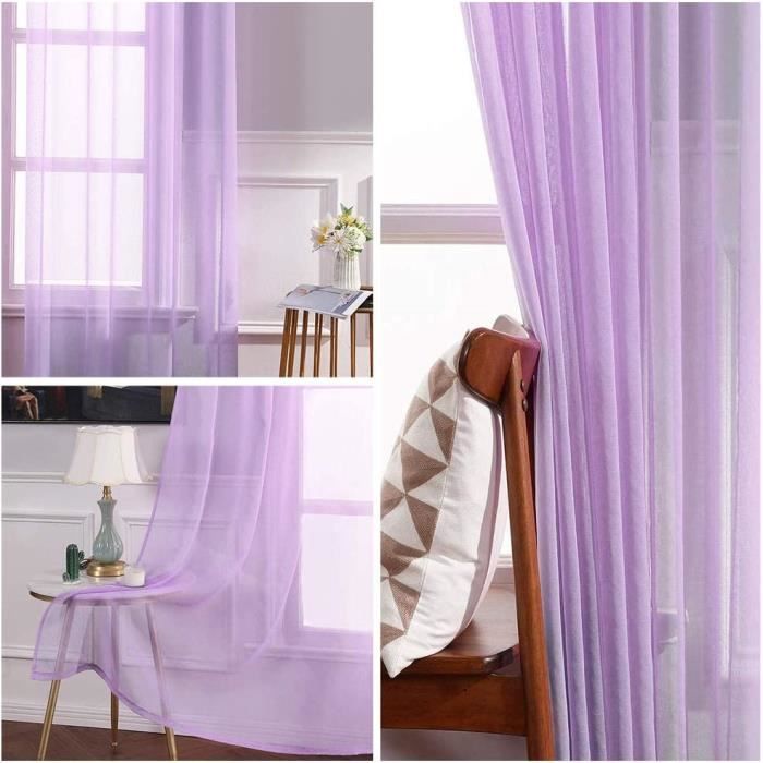 Rideaux Voilages Lavande 140X260 cmPattes Décor Voile Transparent ...