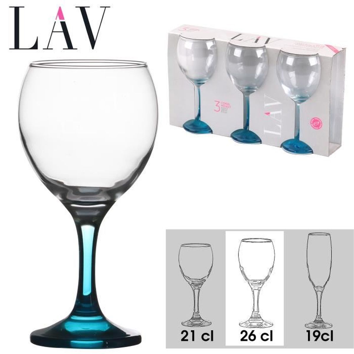 LAV - COLORS CORAL MISKET - VERRE A EAU PIED BLEU X3 26CL - Cdiscount ...