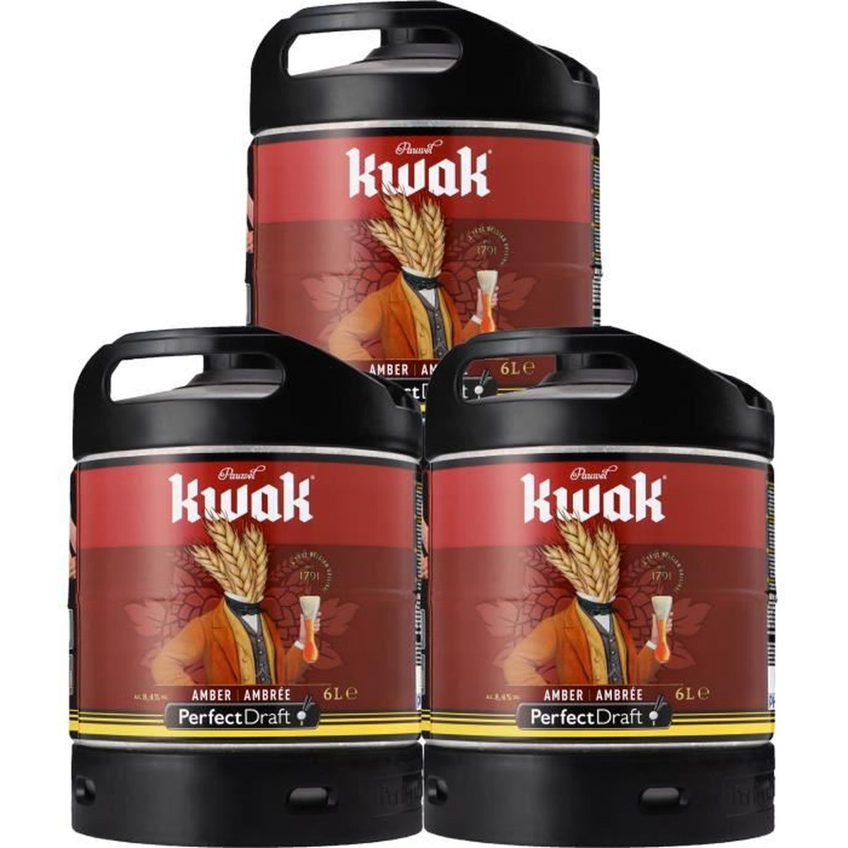 Pack 3 fûts de bière Perfectdraft 6 litres Kwak - 15 euros de consigne inclus - La cave Cdiscount