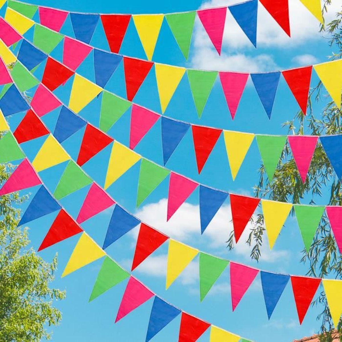 10M Bunting Banner Multicolore Triangle Drapeau Bannière avec 20pcs ...