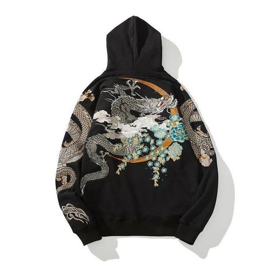 Sweats à capuche Hip Hop pour hommes,sweat-shirt brodé de dragon ...