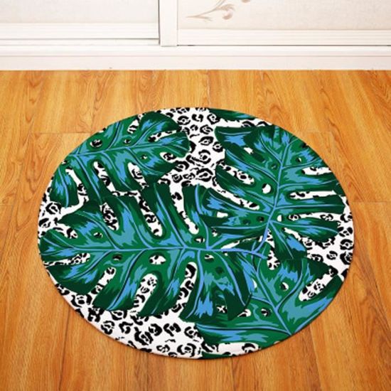 Tapis rond Motif Plante tropicale feuilles Flanelle Salle de bain ...