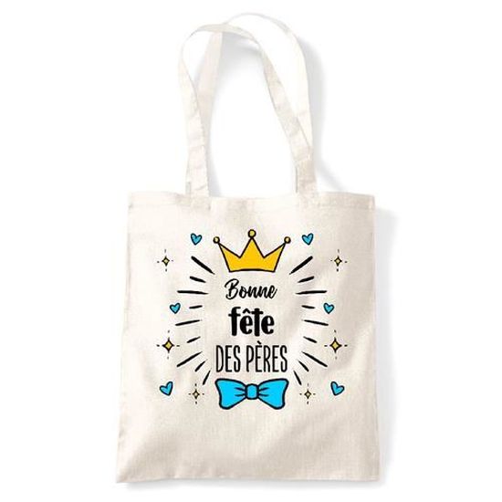 Tote bag - Coton - Creme Naturel GS BONNE FETE DES PERES Blanc ...