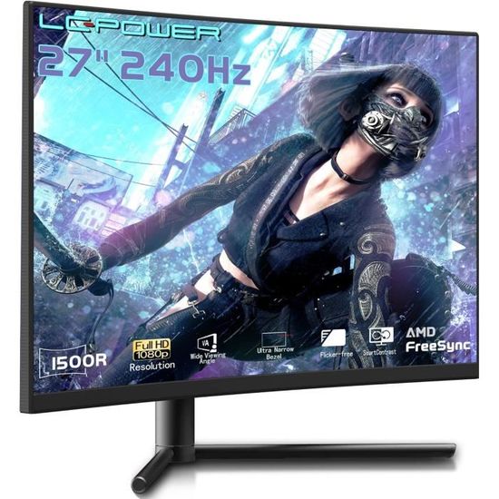 Écrans Gaming Display 27 Pouces 240Hz, Incurvé Moniteur Pc Dalle Va, Fhd 1920 X 1080, 4 Ms ...