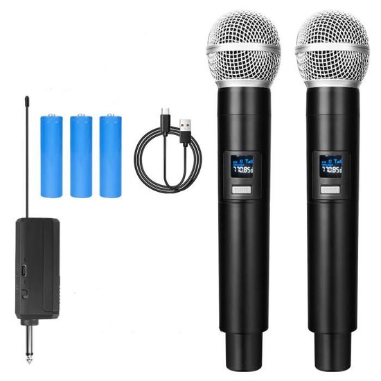 Duel Channel Microphone professionnel sans fil UHF à 2 canaux pour fête ...