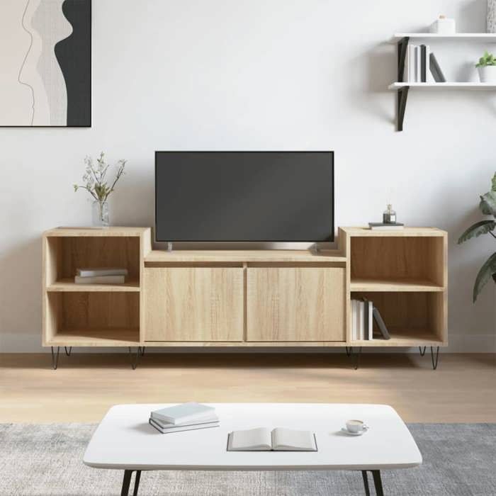 LEMON*Armoire TV - Armoire HiFi - Chêne sonoma 160x35x55 cm - Bois d ...