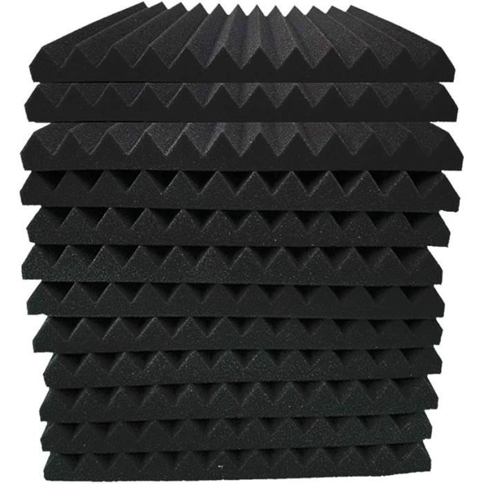 2021 Lot De 12 Carrés De Panneau Mural Acoustique Pyramidale Home ...