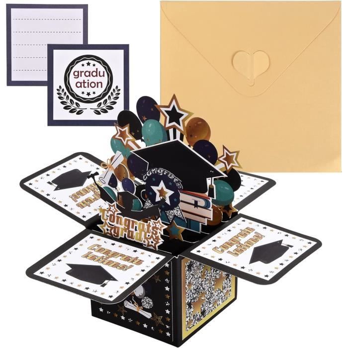 Carte de Vœux 3D Remise de Diplôme Pop Up Graduation Célébration Carte ...