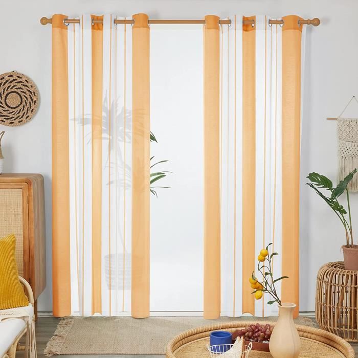 AJW-Rideau Voilage Largeur Fenetre 140x290 CM (Largeur x Hauteur ...